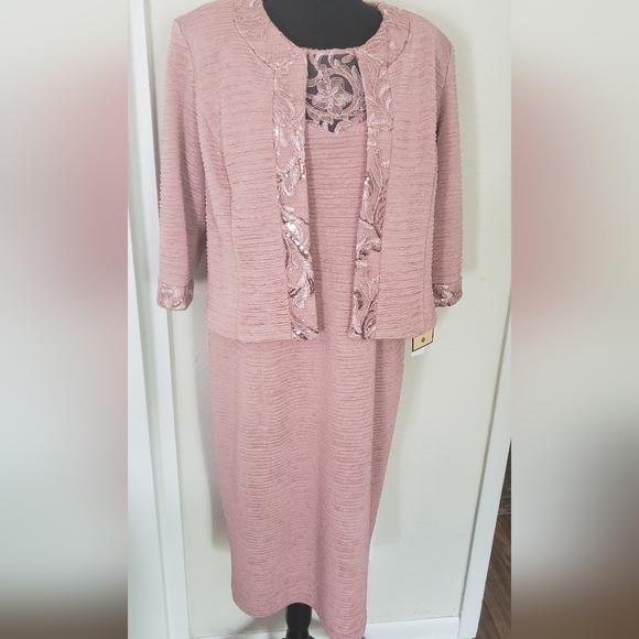 Maya Brooke | Dresses | Maya Brooke Elegant Pink Dress And Jacket Set ...
